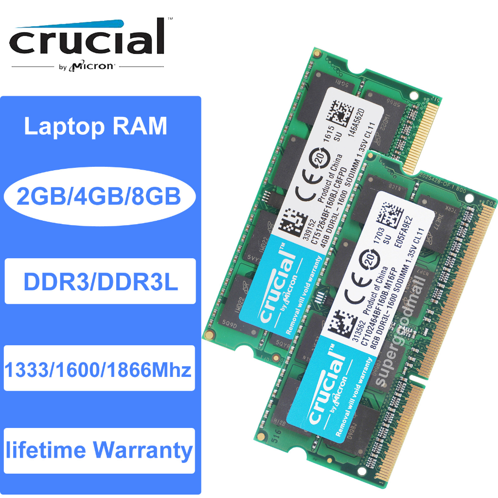 Crucial 4GB 8GB DDR3L/DDR3-1333Mhz 1600Mhz 1866Mhz 204Pin SODIMM Laptop ...
