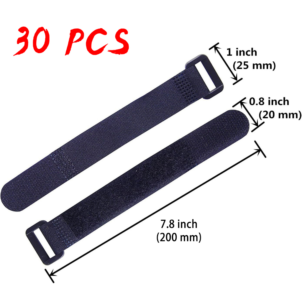 30Pcs Reusable Fastening Cable Straps with Buckle Variety Sizes Multi ...