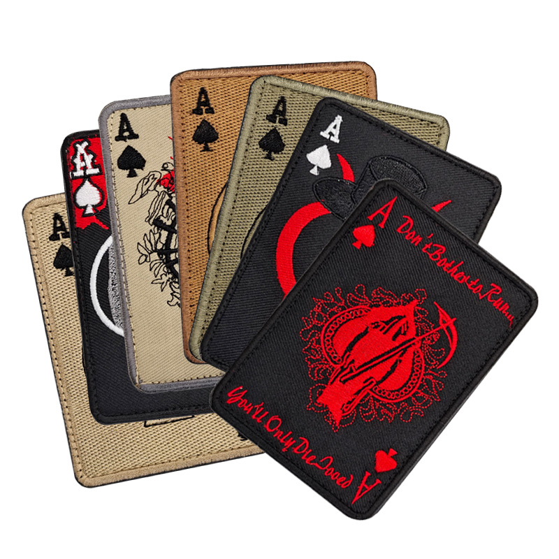 Death Card Playing Card Skull Armband Embroidery Velcro Badge Tactical ...