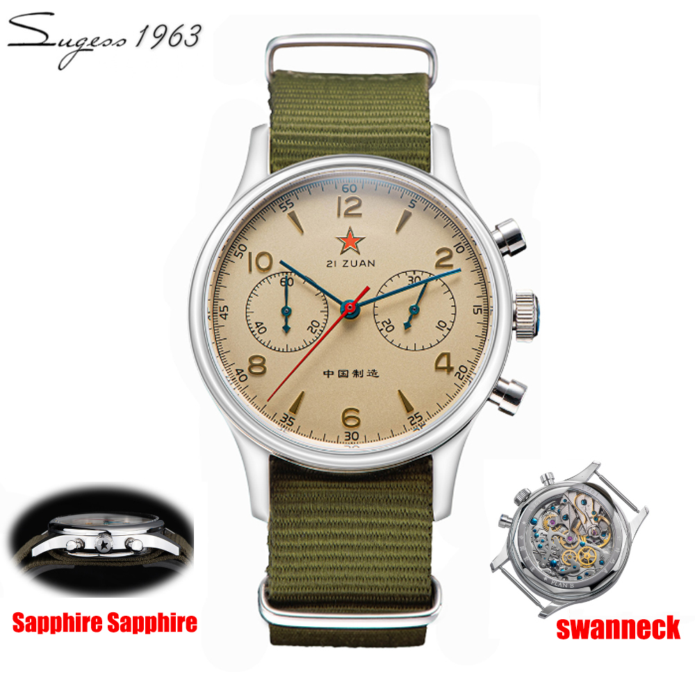 1963 Pilot Watch Seagull 1963 With Swanneck 40mm 38mm Men Chronograph ...