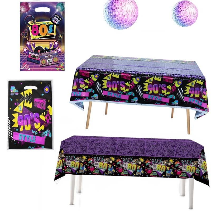 Back to 80s 90s Theme Tablecloth Disco Retro Party Decorations Hip Hop ...
