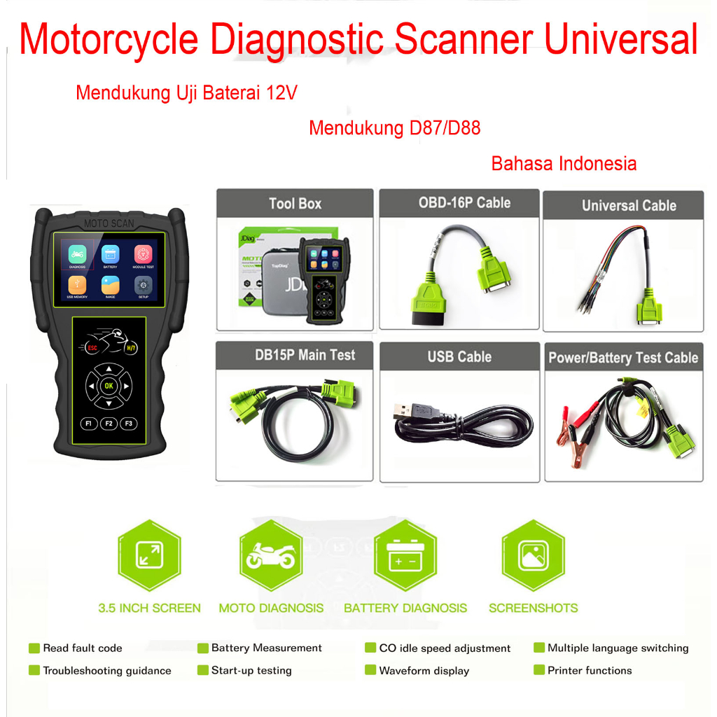 Original JDiag Motorcycle Diagnostic tool JDiag M100 PRO Handheld M100 ...