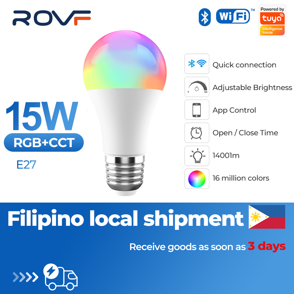 【CLEARANCE】ROVF Smart Bulb WiFi Light Bulb Smart Lamp LED RGB Light ...