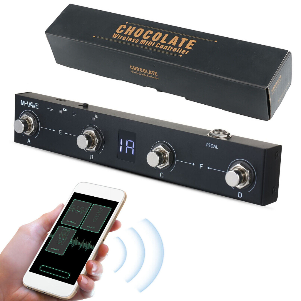 M-Wave Wireless Rechargeable Bluetooth Midi Controller 4 Button Foot ...