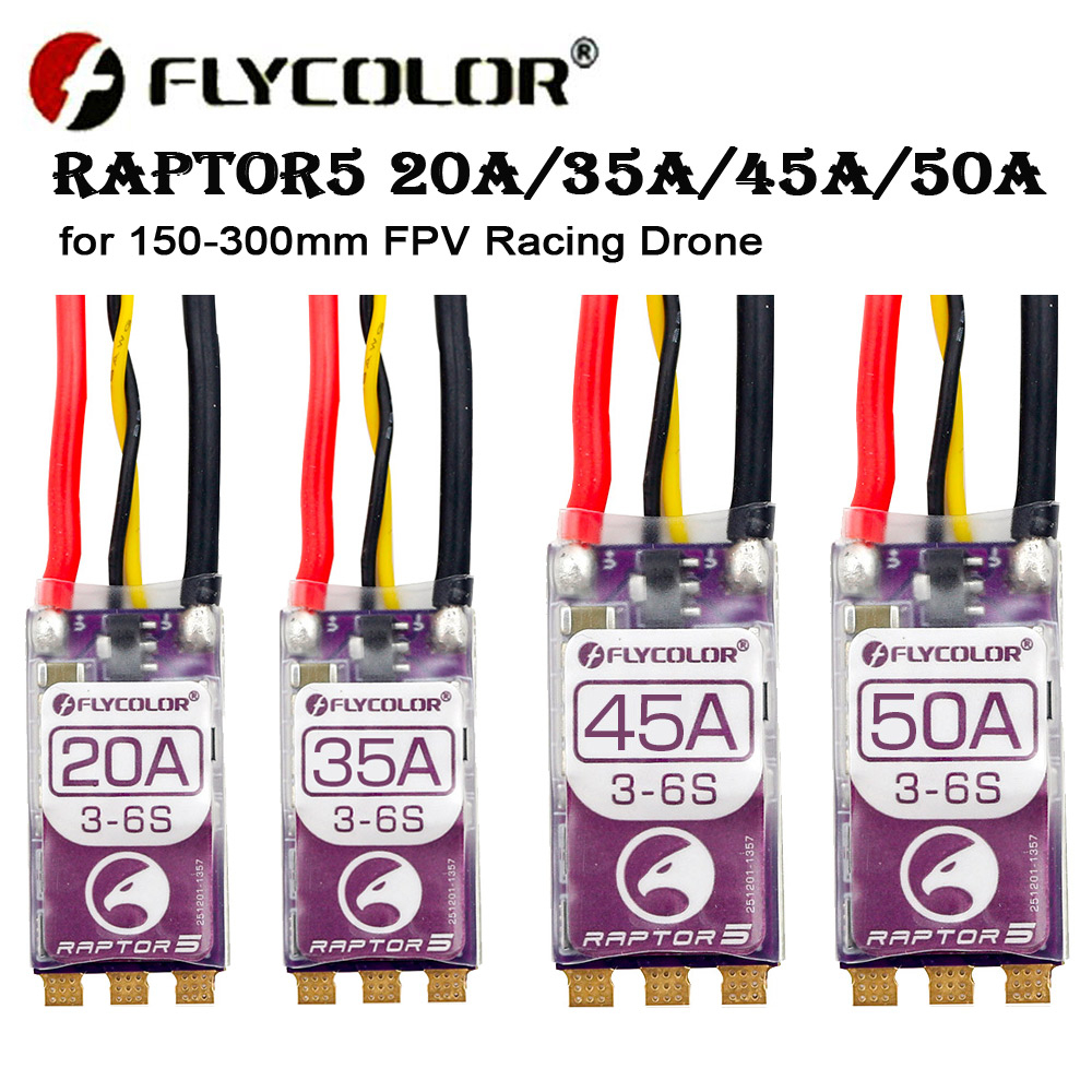 FLYCOLOR RAPTOR5 20A 35A 45A 50A BLHeli-32 ESC 3-6S Brushless Speed Controller Dshot Proshot for ...