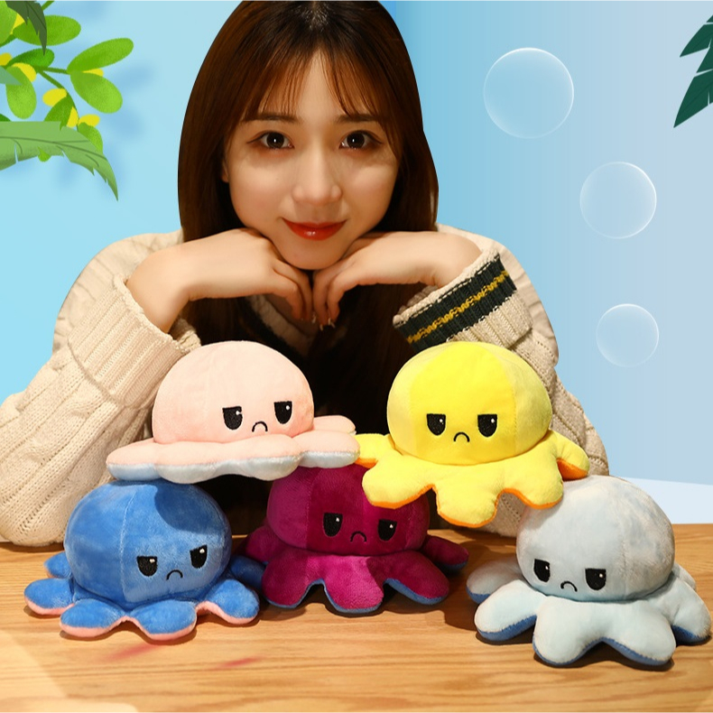 Octopus Reversible Plushies Toy, Double-Sided Flip Octopus Plush, Sweet ...