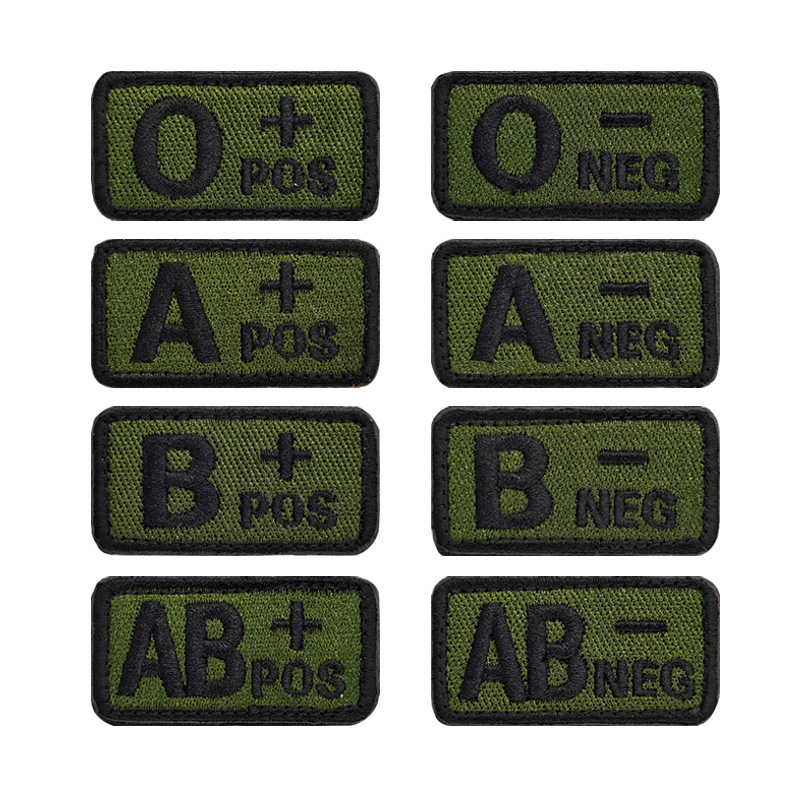 Green Embroidered Blood Strip Patch A AB O B+ Pos Neg Helmet Cloth ...