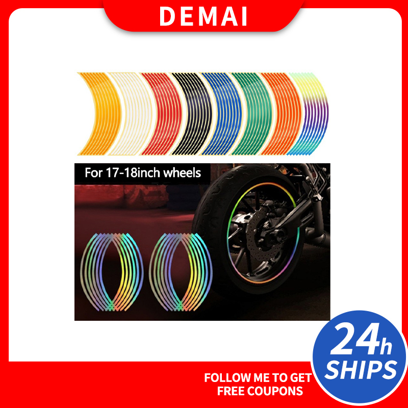 Motorcycle Wheel Sticker 16 pcs Strip for 17-18 inch wheel Reflective ...