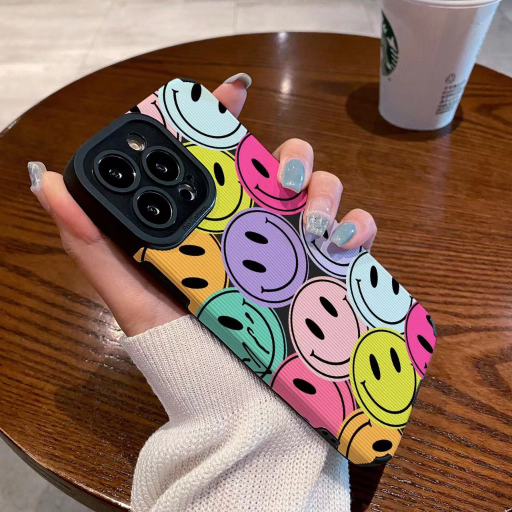 Colorful smiley leather phone cases for iphone 15 Pro Max 14 Pro Max ...