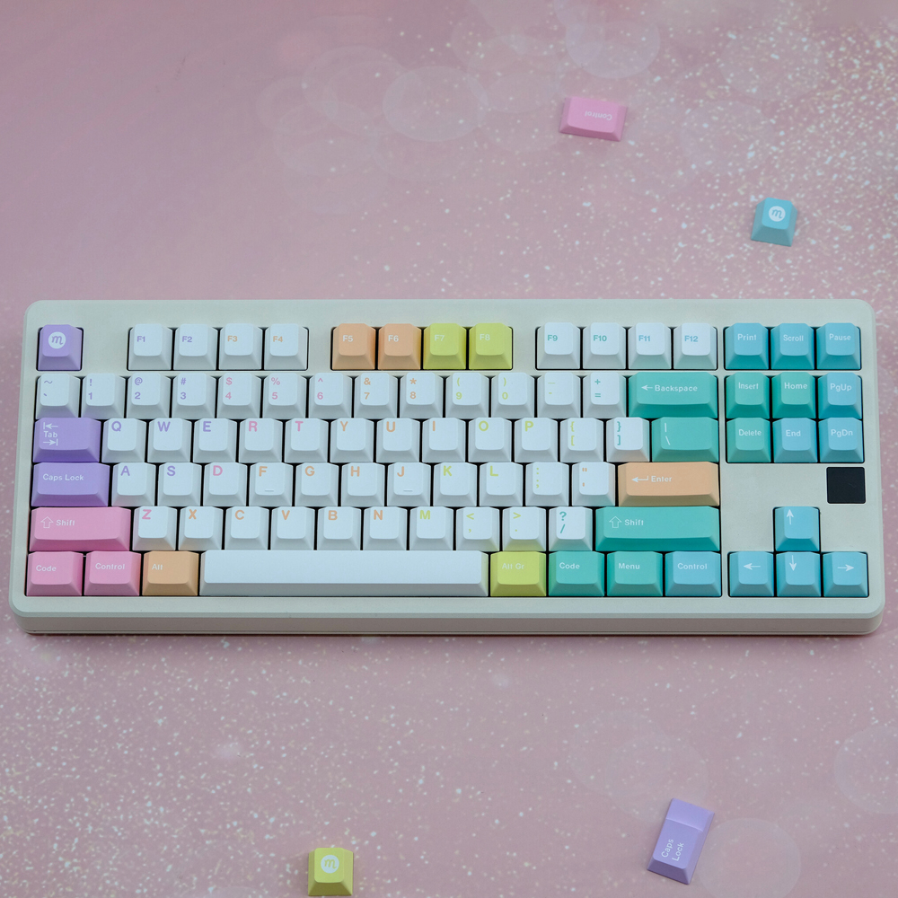 PBT Macaron Colorful Keycaps Mint Green Pink Sky Blue Orange Purple ...