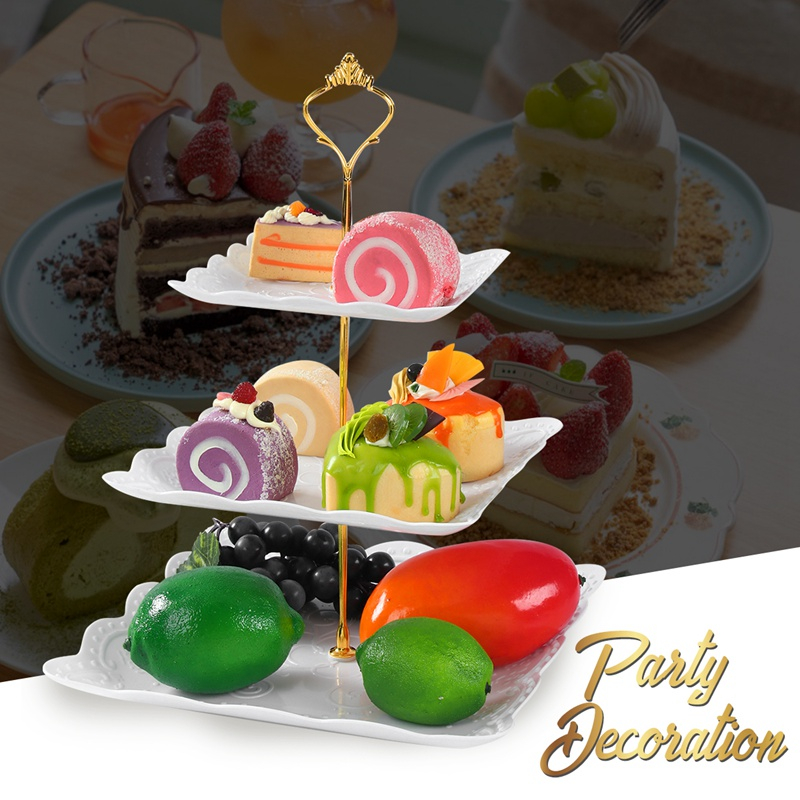 White Plastic Cake Stand With Metal Pole Wedding Cake Holder Cupcake ...