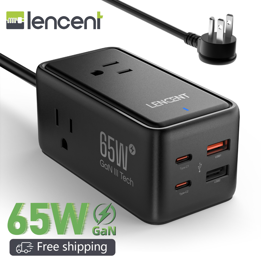 LENCENT 7 in 1 GaN III 65W USB C Charging Station, Multi outlet ...