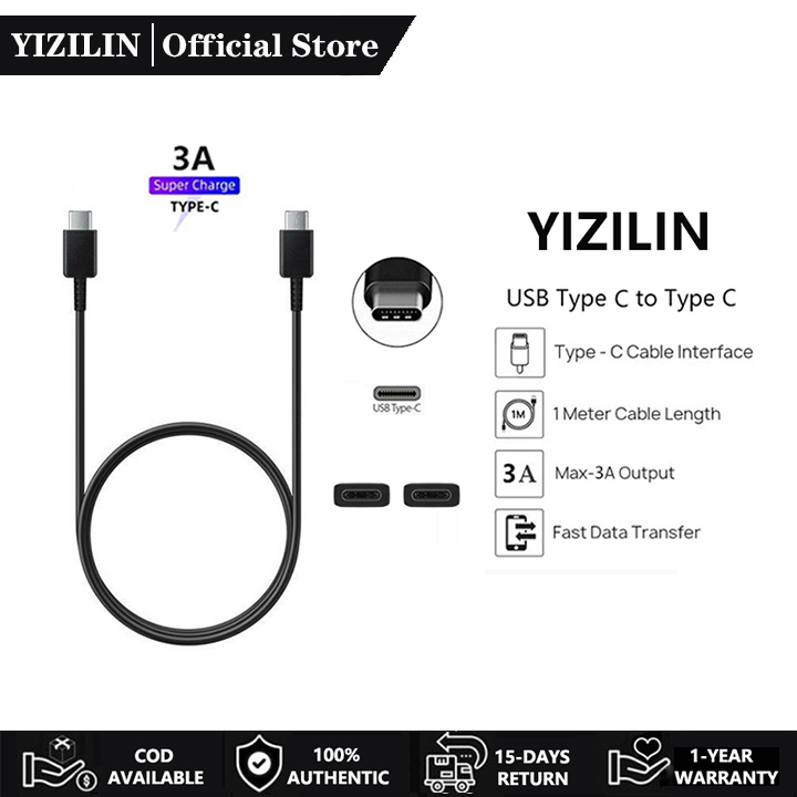 Yizilin Cable 3A PD 25W Super Fast Charging Cables USB C to USB C Data ...