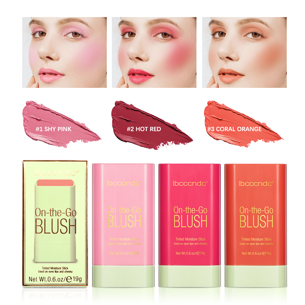 3 Color Cream Cheek Blush Stick Facial Nourishing Blush Gel Cream ...