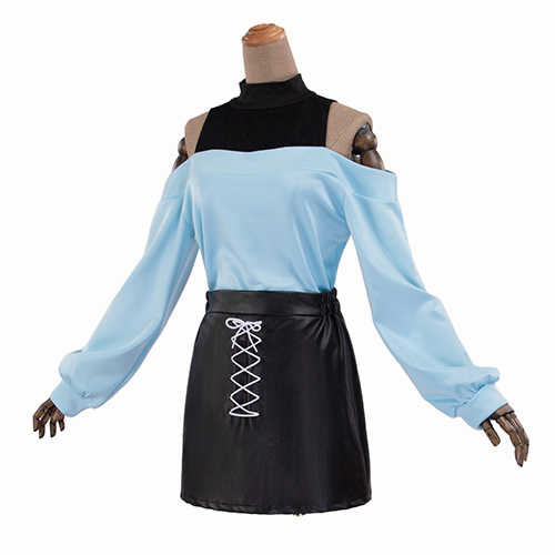 HOLOUN OSHI NO KO Anime Memu Cho Cosplay Costume Black Faux Leather ...