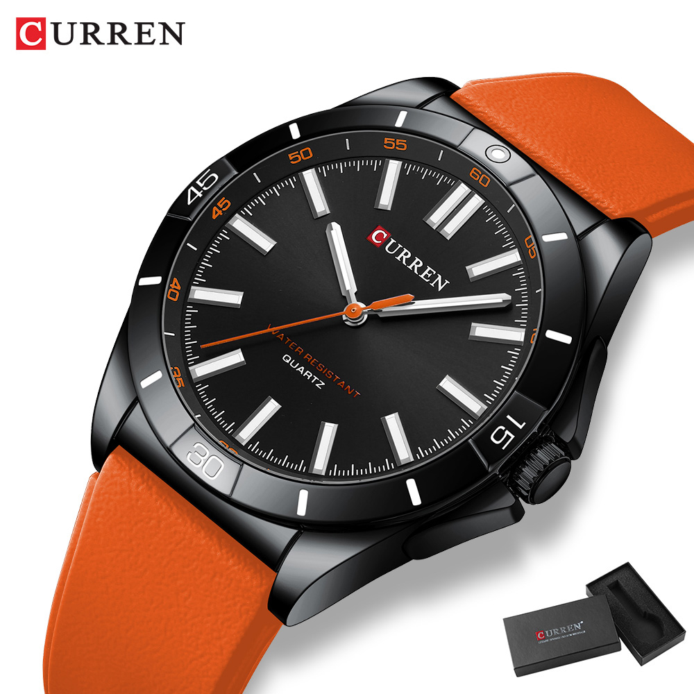 CURREN Original Waterproof Men's Watch Luminous Pointer Dial Silicone ...