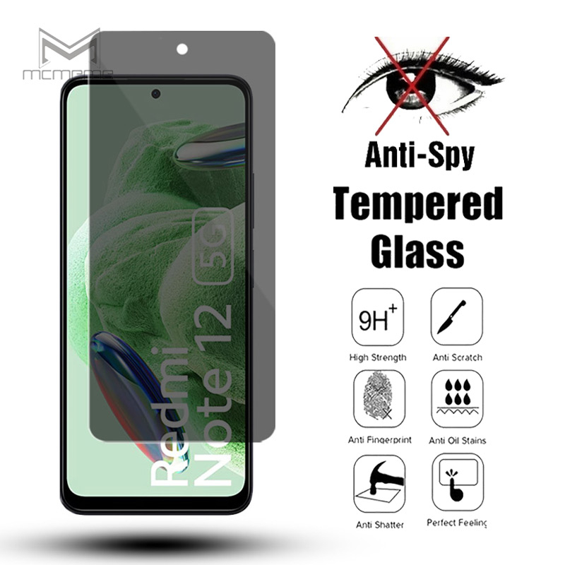 1-2PCS Anti-Spy Privacy Tempered Glass Screen Protectors Xiaomi Redmi ...
