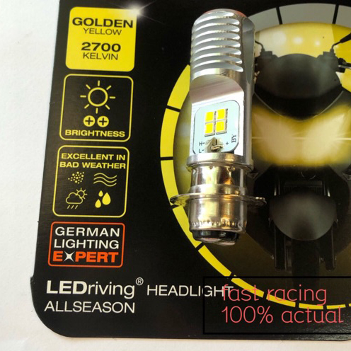 T19 ALL WEATHER YELLOW LIGHTS MOTORCYCLE H4 HS1 LED HEADLIGHT BULB HI ...