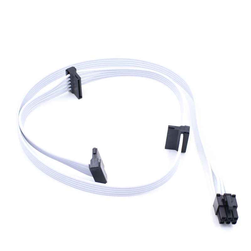 White PSU PERIPHERAL&SATA 6PIN to 3* sata port Power supply Cable for ...