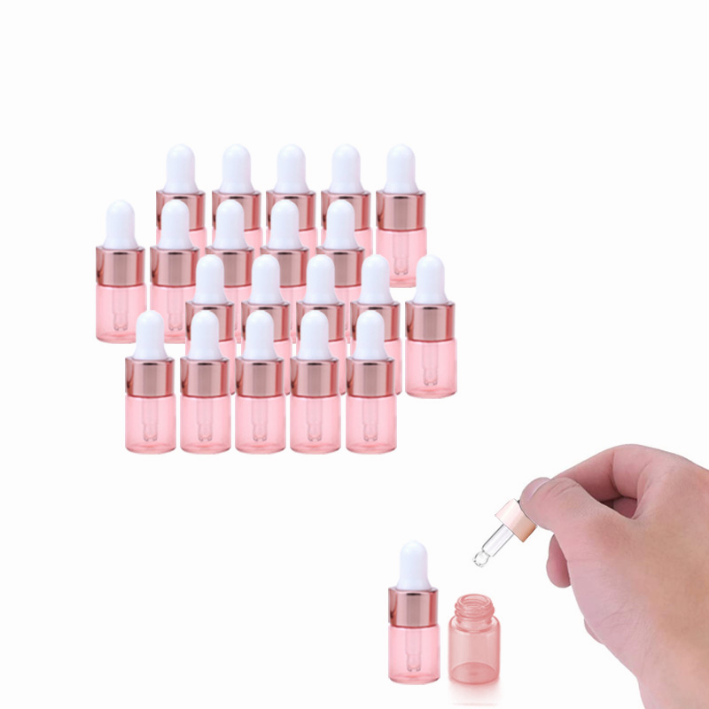20 Pieces 1ml 2ml 3ml 5ml Empty Rose Pink Glass Bottles Pink bottles ...