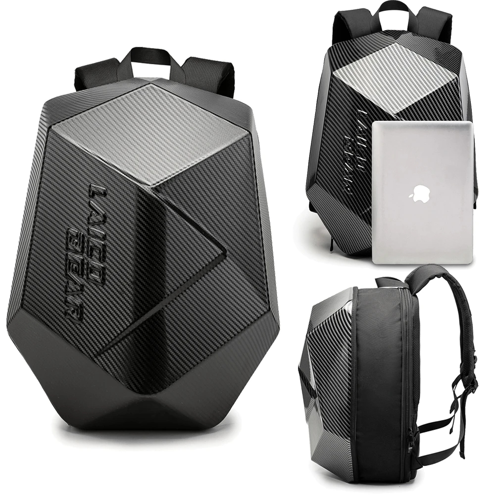 ABS Carbon Fiber Hard Shell Large Capacity Motorcycle Backpack Computer ...