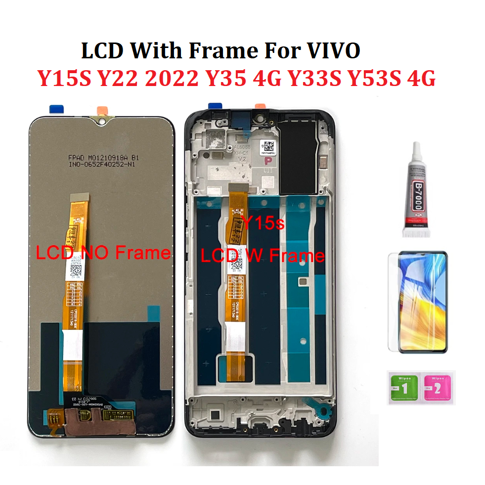 LCD With Frame For VIVO Y15S Y22 2022 Y33S Y35 4G Y53S 4G LCD Display with Touch screen Glass ...
