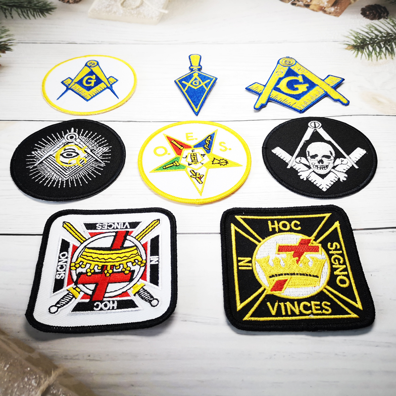 Masonic Embroidery Patches MASON Freemason skull knight templer EMBLEM ...