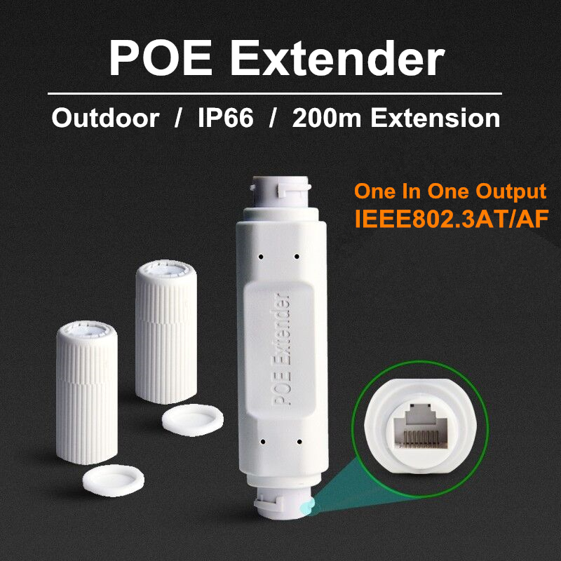 POE Extender Outdoor waterproof 200 meters Extension plug and play POE Repeater IEEE802.3at/af ...