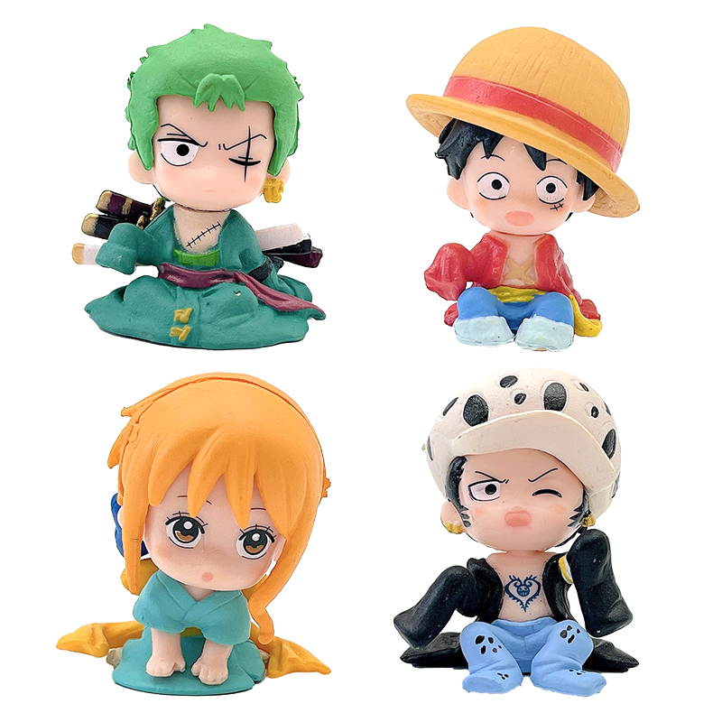 4pcs One Piece Luffy Dolls Nami Zoro Miniature Figures Trafalgar Law ...