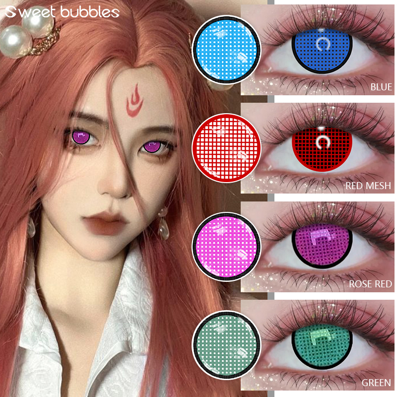 Sweet Bubbles Contact Lens White Red eyes Contact Lense Yearly Use Soft ...