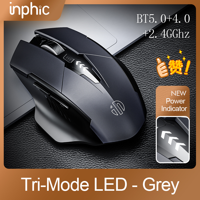 Inphic A1 Wireless Mouse Bluetooth+2.4G tri-mode Rechargeable Ergonomics Mouse Silent Optical ...