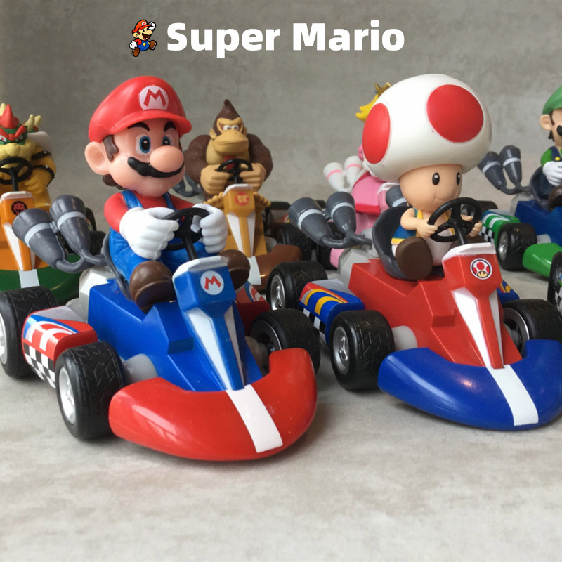 Mario Kart Pull Behind Race Car Driver Super Luigi Yoshi 12cm PVC ...