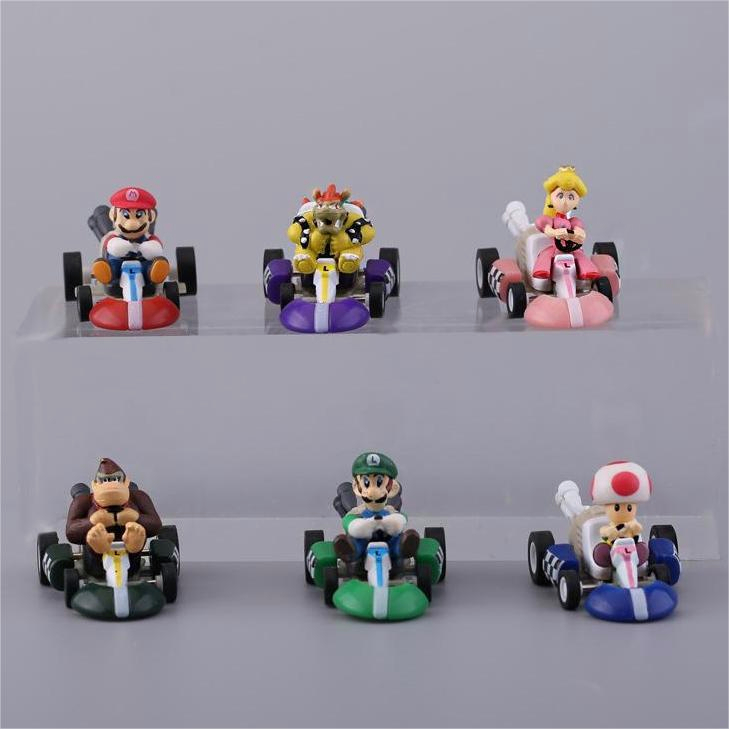Mario Kart Pull Behind Race Car Driver Super Luigi Yoshi 12cm PVC ...