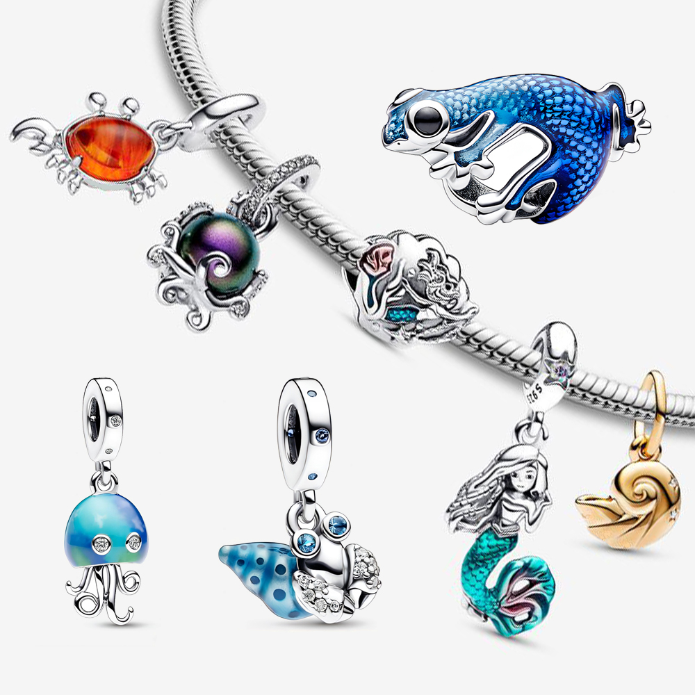 Plated Silver Princess The Little Mermaid Ariel Dangle Charm Pendant ...