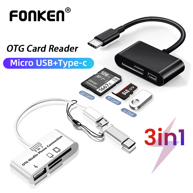 Fonken 3 In 1 Type-C Micro Usb Sd Tf Phone Otg Card Reader Host Adapter ... Fonken 3 In 1 Type-C Micro Usb Sd Tf Phone Otg Card Reader Host Adapter ...