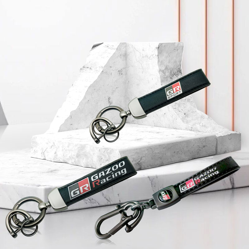 Leather car keychain key rings for Toyota GR sport Gazoo Racing supra ...