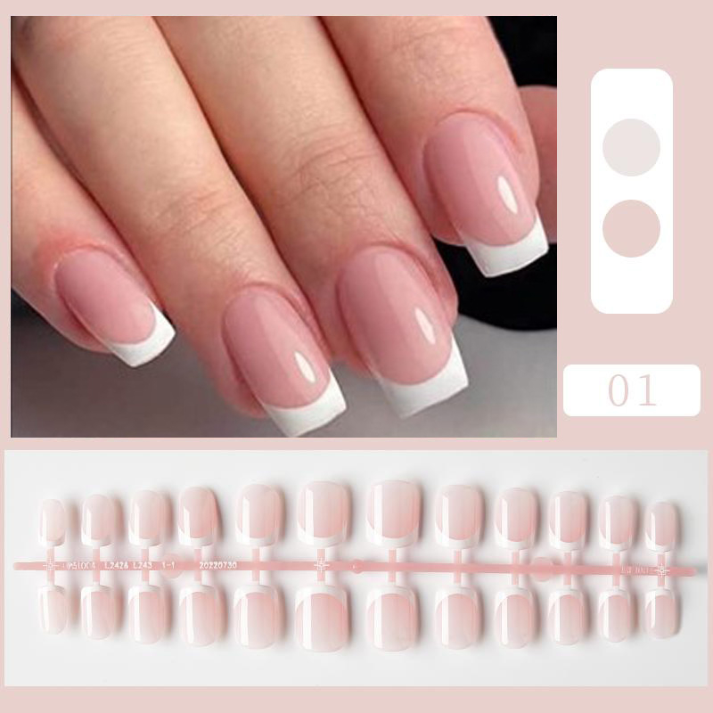 UR SUGAR 24pcs/Set French Fake Nail Tips Full Cover Tip Artificial ...