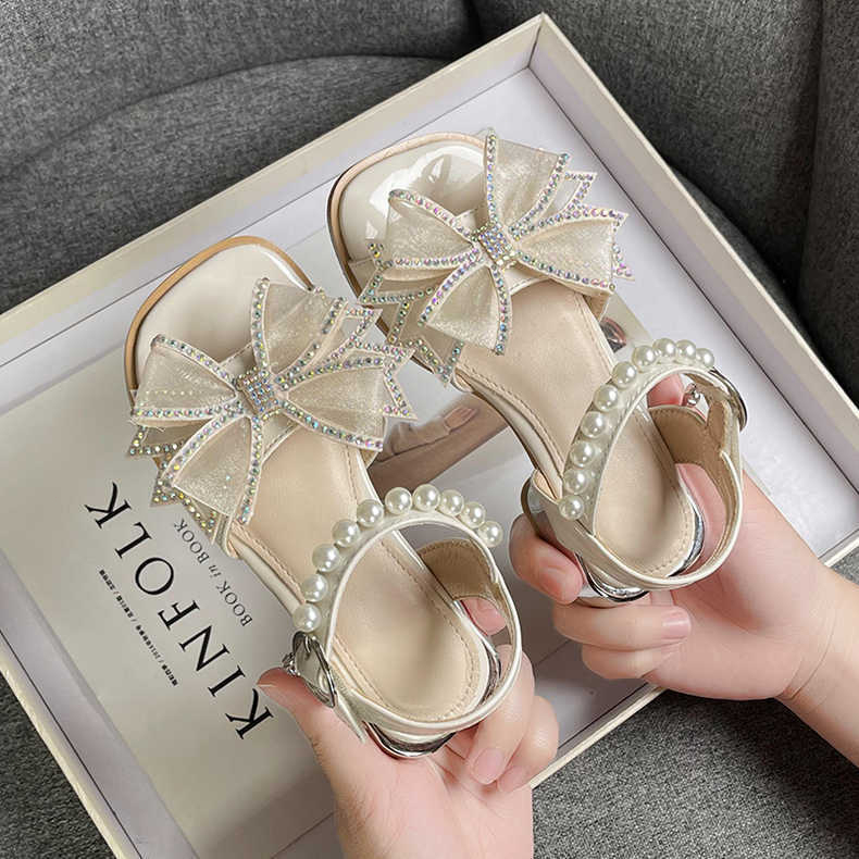 Fashion sandals for kids princess baby bow sandals middle and big ...