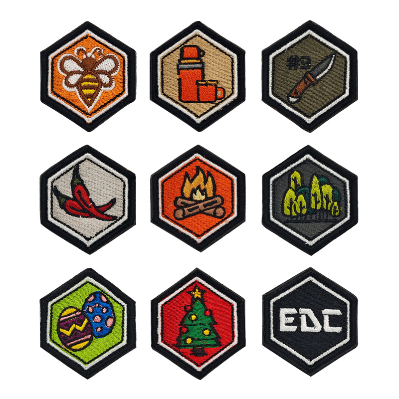Mini Hexagon Outdoor Bonfire Survival Badge Embroidery Velcro Patch ...