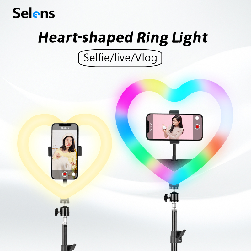 Selens Rgb Dimmable Led Ring Light Heart Shape Fill Light For Vlog Live ...