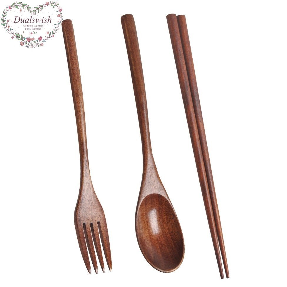 Eco-Friendly Wooden Cutlery Set - Portable Reusable Flatware Utensils ...