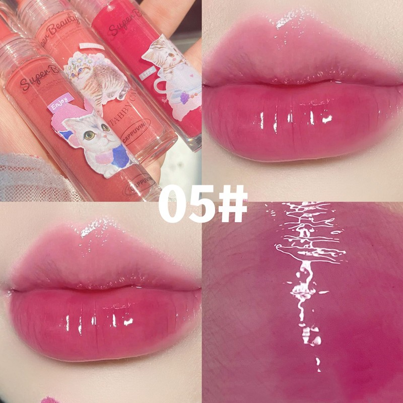 COD CAPPUVINI Cute Cat Lip Gloss Moisturizing Lipstick Plumping Lip ...
