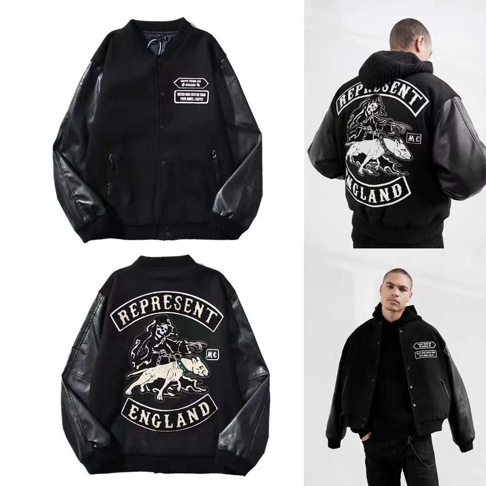 American Style Retro High Street Trend Embroidery Baseball Jacket High ...