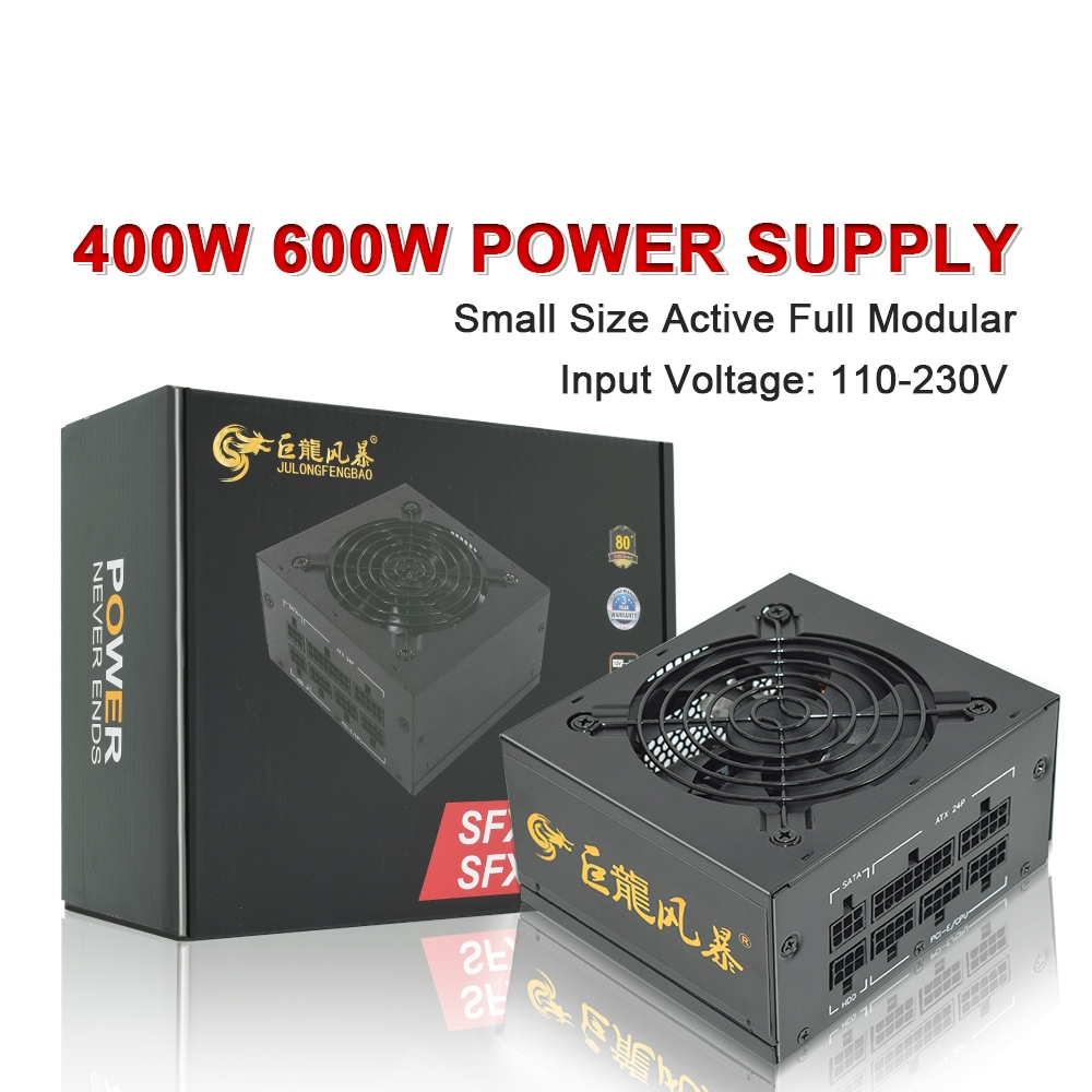 SFX Micro 400W 600W PSU 80Plus Bronze 110-230V High Efficiency Computer ...