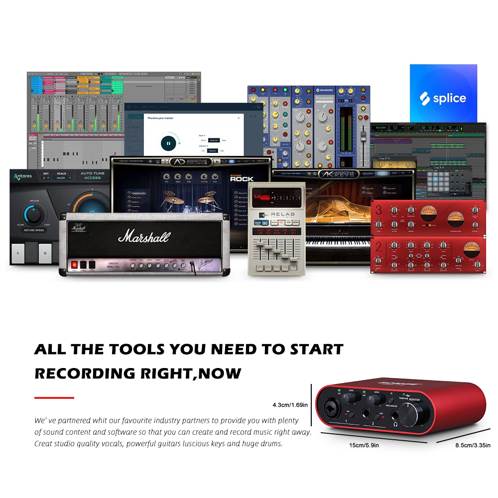 BOMGE BMG11S 3rd Gen USB Audio Interface, for the Guitarist, Vocalist, Podcaster or Producer ...