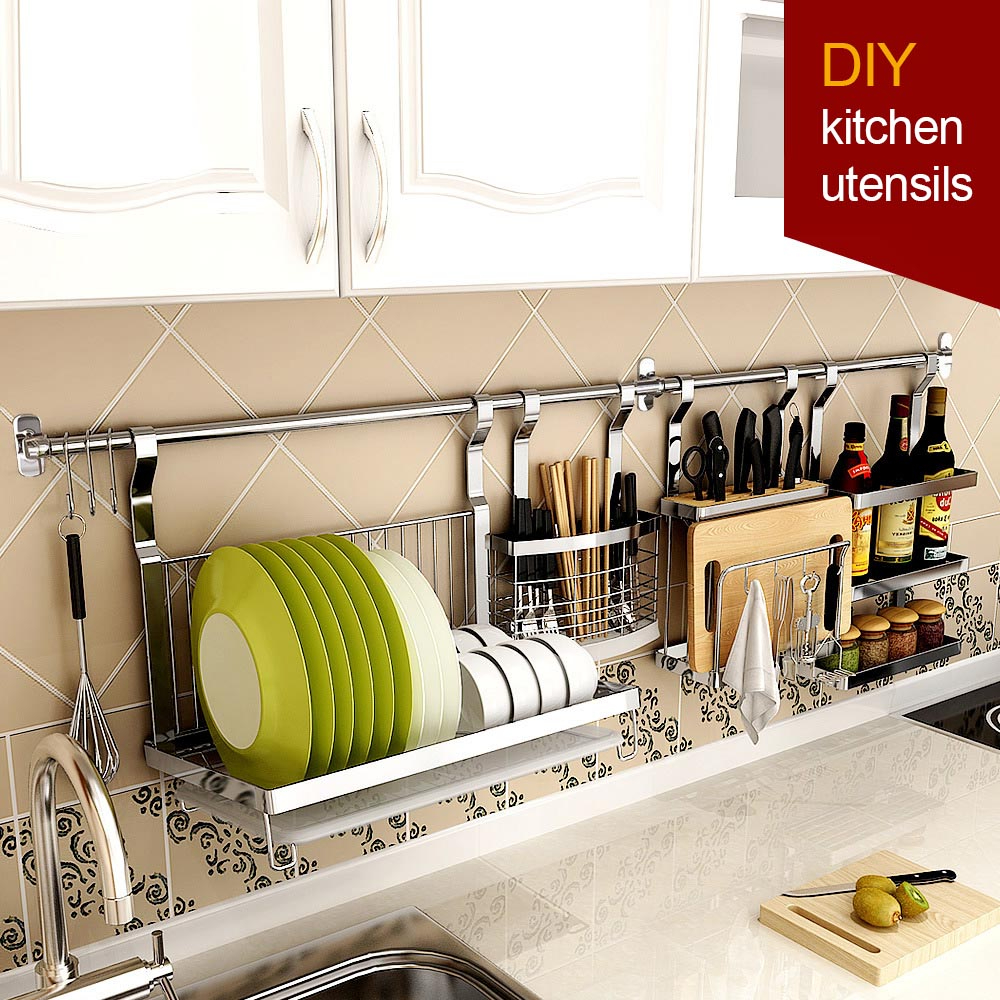 Kitchen Hanging Racks Stainless Steel Storage Organizer,Wall Mounted ...