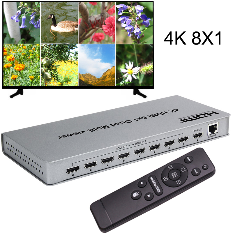 4K HDMI Multi-viewer Switch 8x1 HDMI 8 Channel Video Seamless Switch Multi viewer 8 in 1 out ...