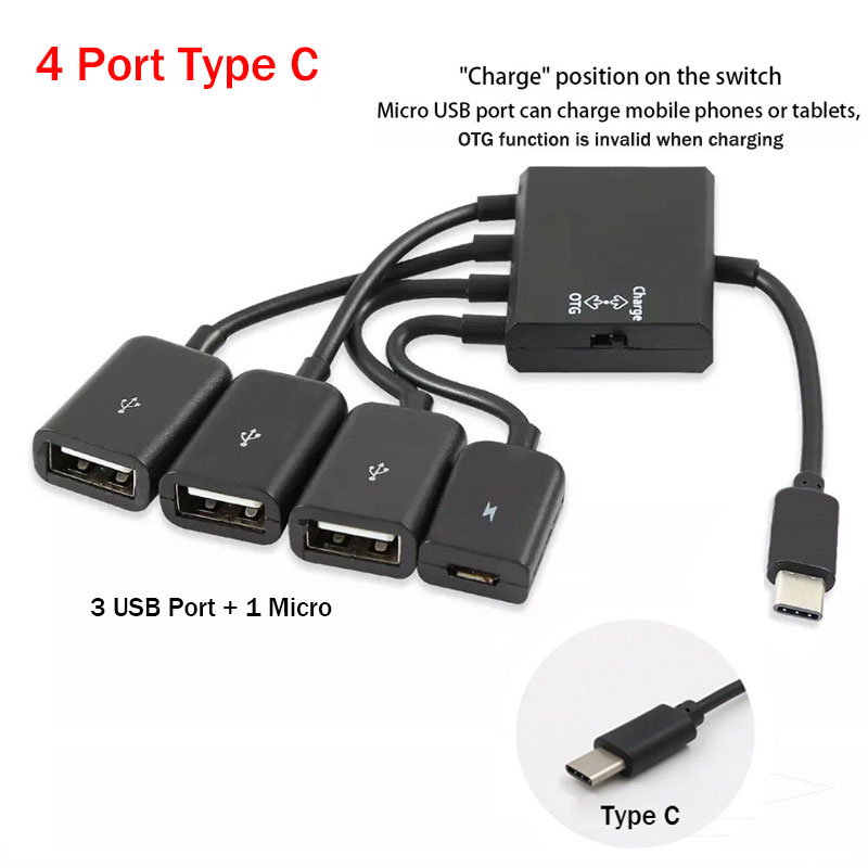 Multiple Type C to USB 2.0 Adapter Micro Usb Extender OTG Cable Data ...