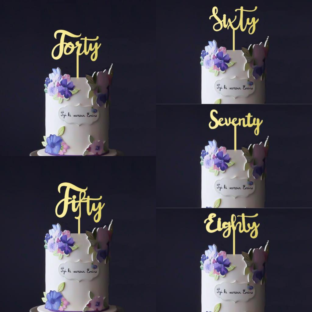 Acrylic Forty Fifty Sixty Seventy Eighty Cake Topper Gold Mirror ...