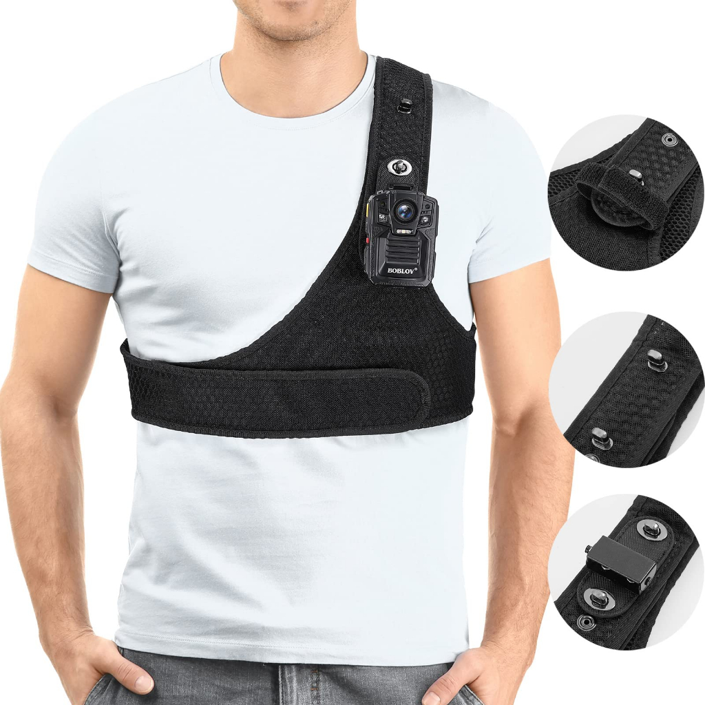BOBLOV Body Camera Chest Vest, Durable Shoulder Single Vest for All Body Camera, Velcro Wearing ...